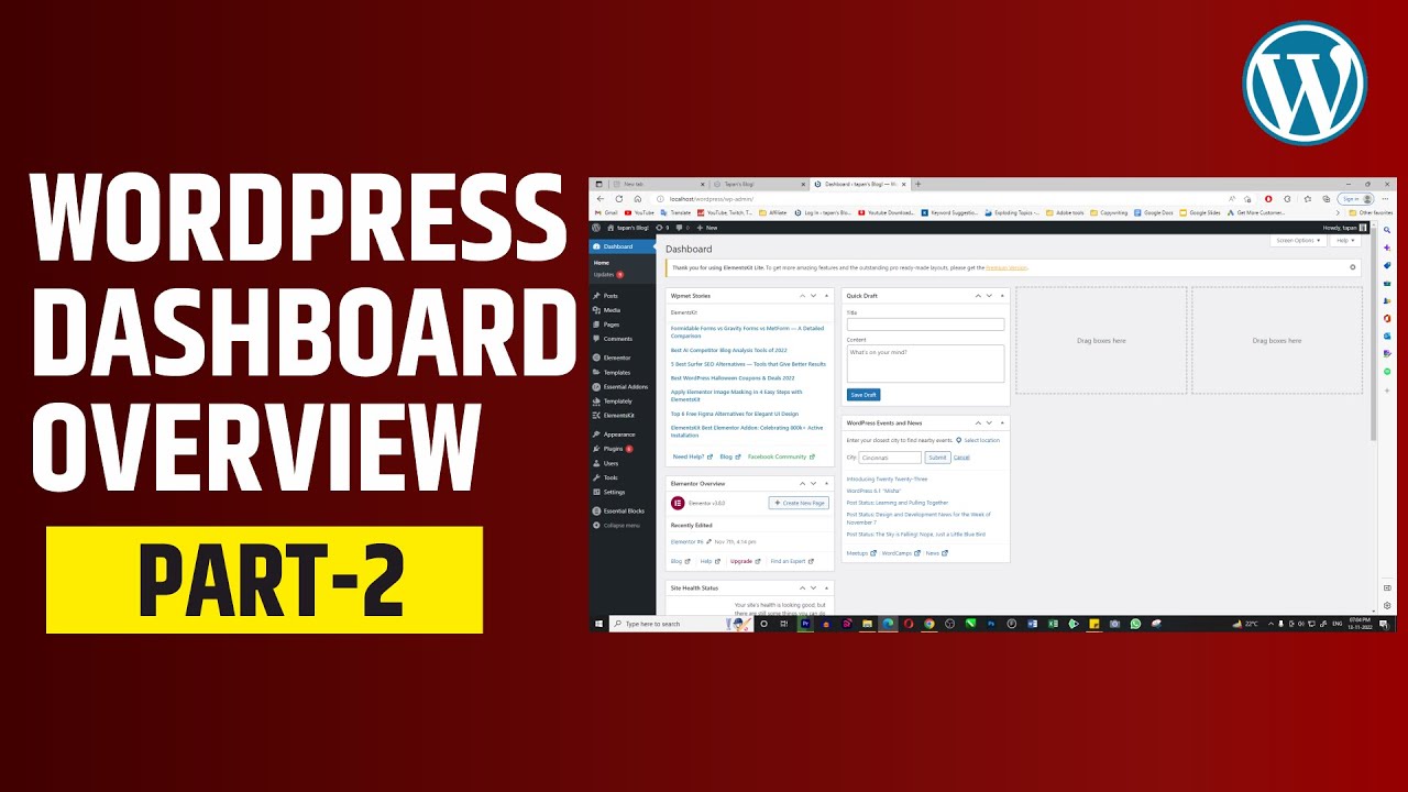 How To Use Dashboard In Wordpress Wordpress Dashboard Overview In