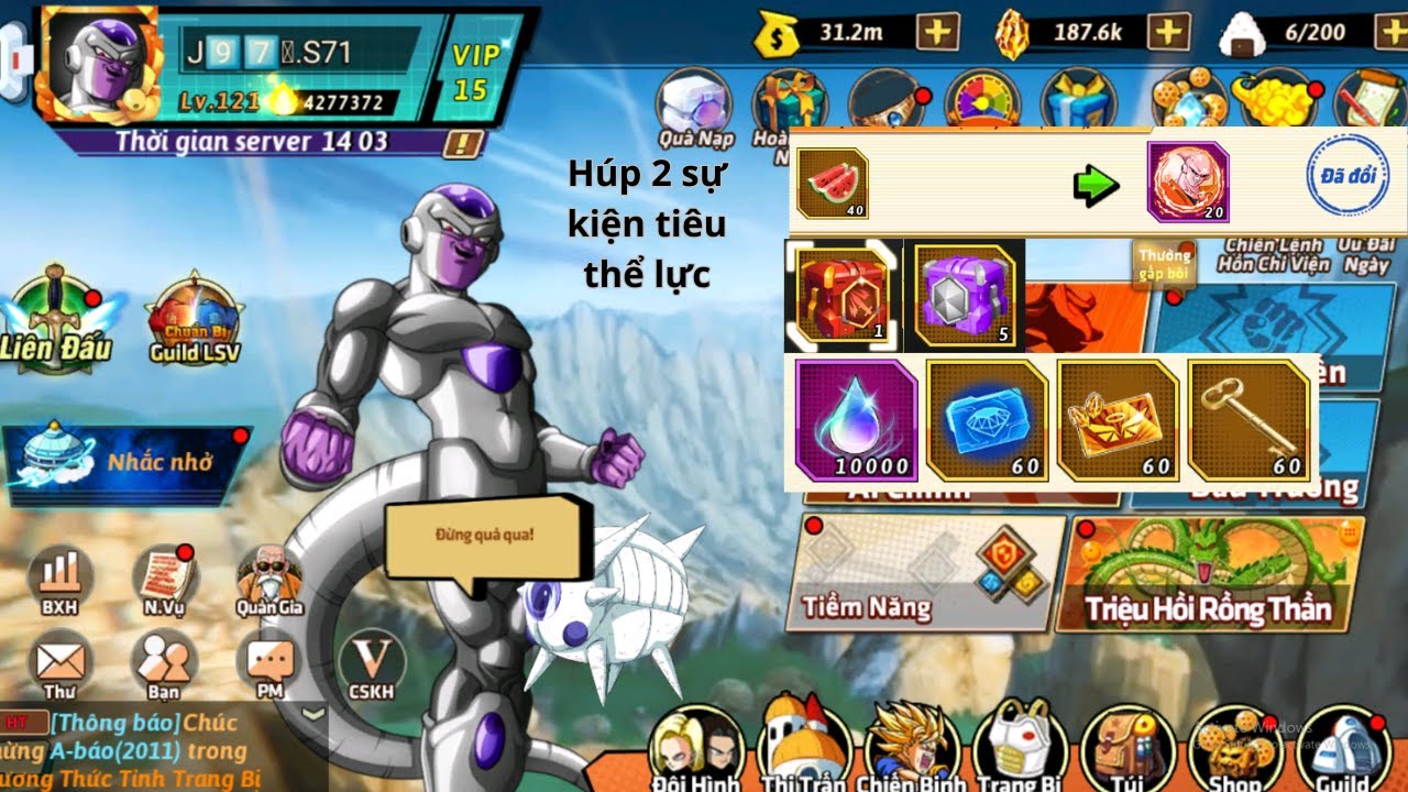 Rồng Thần Siêu Cấp - x2 sự kiện tiêu thể lực mình sẽ đổi gì ??? Nhân ...