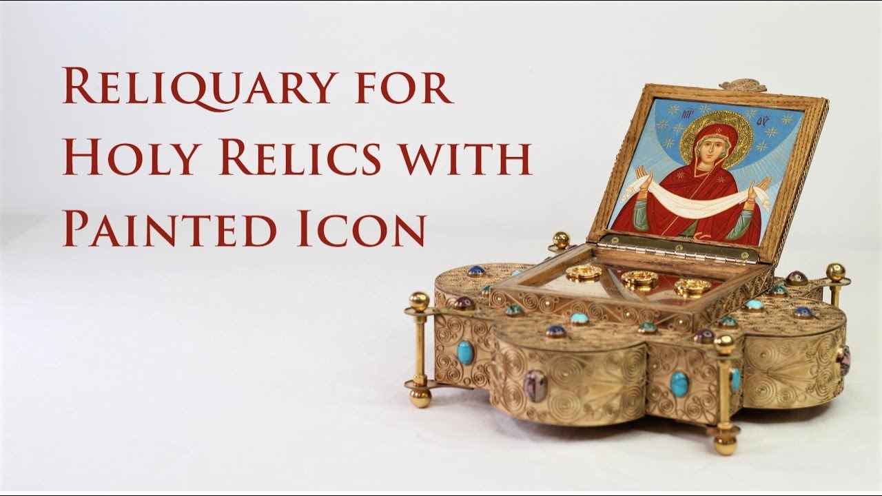 Gilded Reliquary for Holy Relics with Painted Icon - YouTube