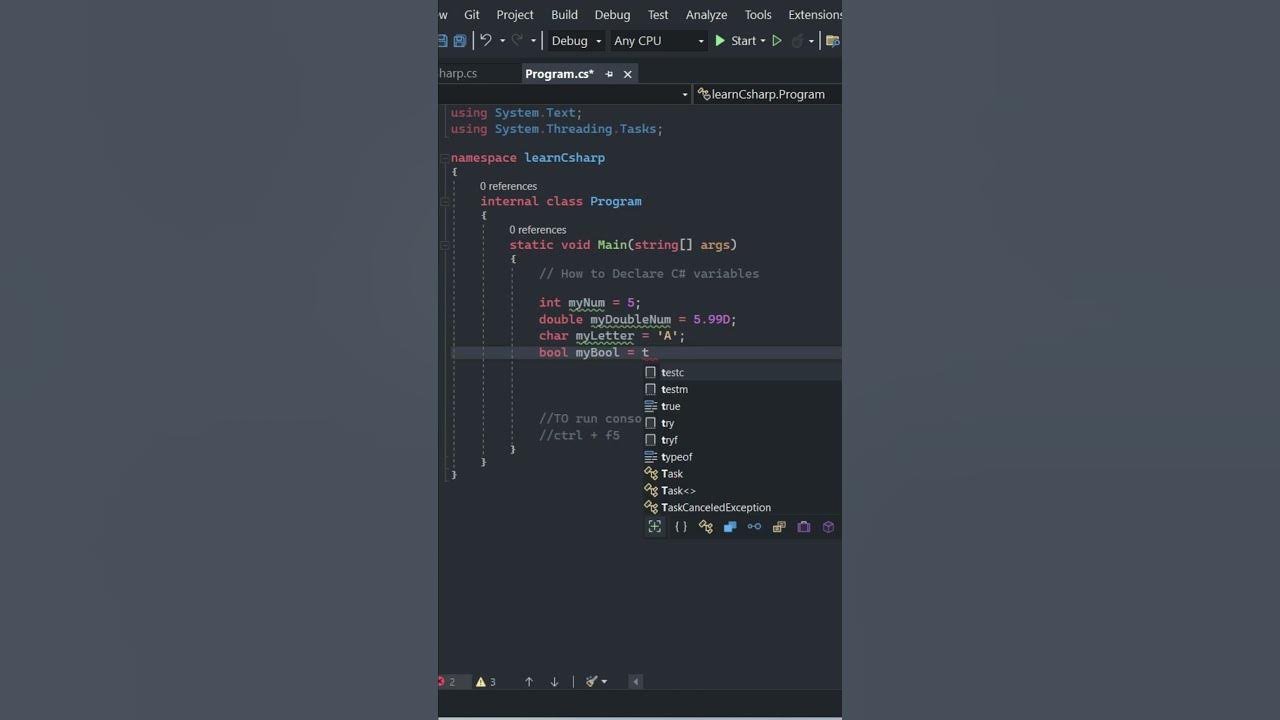 How to declare variables in CSharp C# tutorial #shorts #aspdotnet - YouTube
