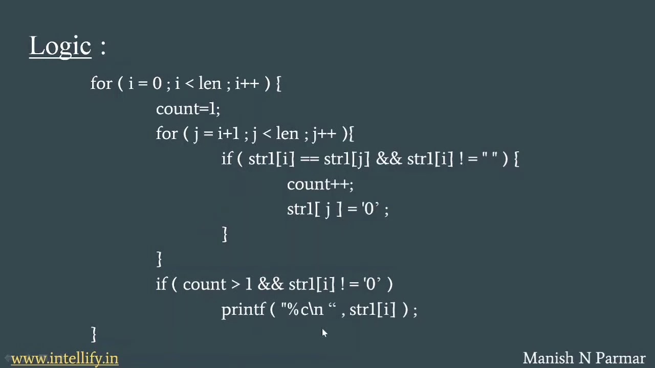 How To Find Duplicate Char In String C Programming Intellify YouTube How To Find Duplicate Char In String C Programming Intellify YouTube