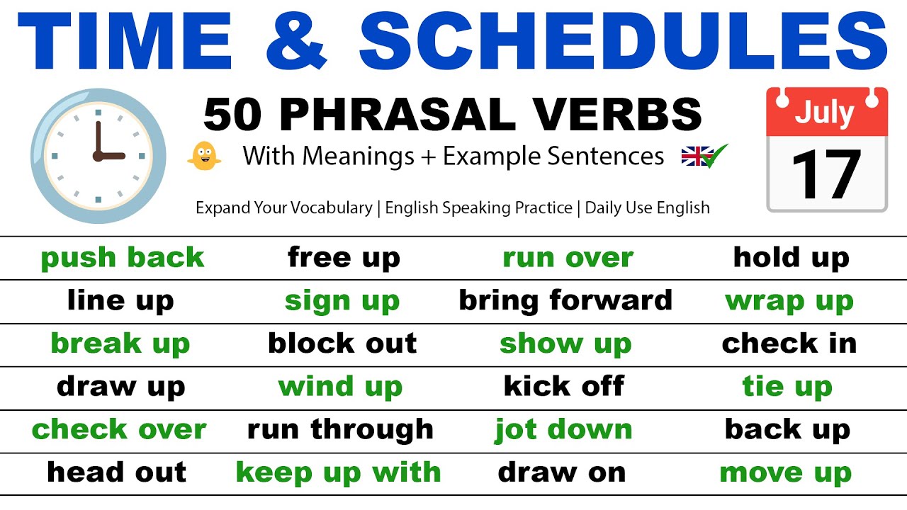 Time & Schedules: 50 Phrasal Verbs to Speak English Like a Native ...