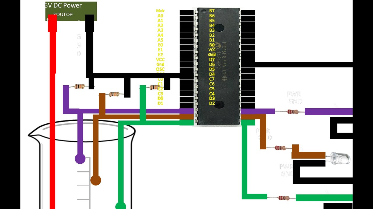 Water Level Measurement System Using Pic16f877a Microcontroller Youtube