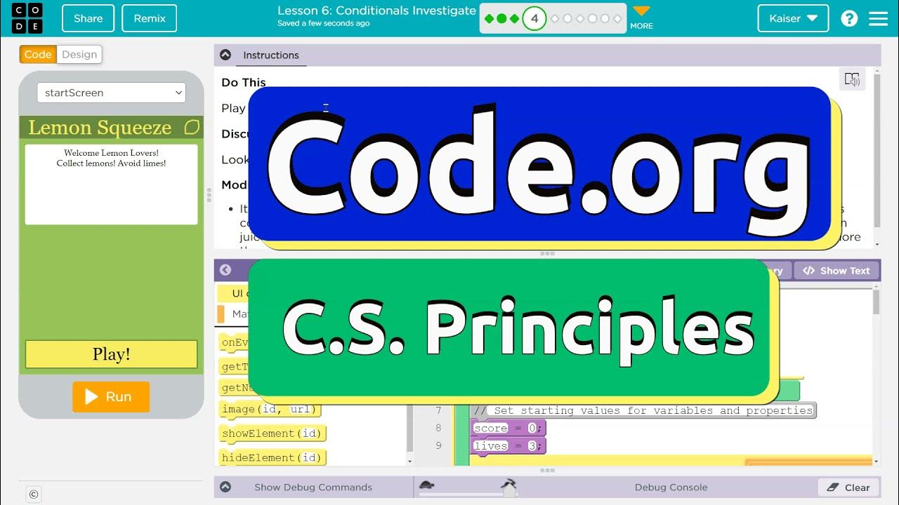 Code.org Lesson 6.3 Conditionals Investigate | Tutorial and Answer | Unit 4 CS Principles - YouTube