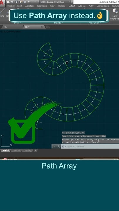 Autocad | Array Path - YouTube