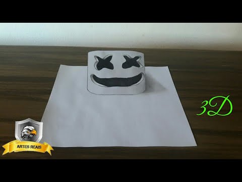 how to draw dj marshmallow mask in 3D/como desenhar mascara do dj ...