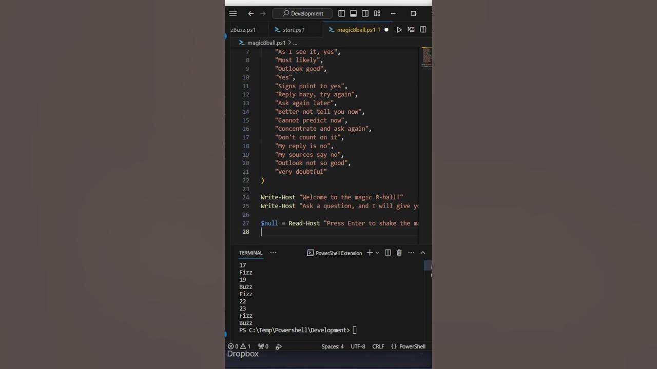 Magic 8 Ball Powershell Beginner Powershell Powershellscripting Coding Scripting Tutorial