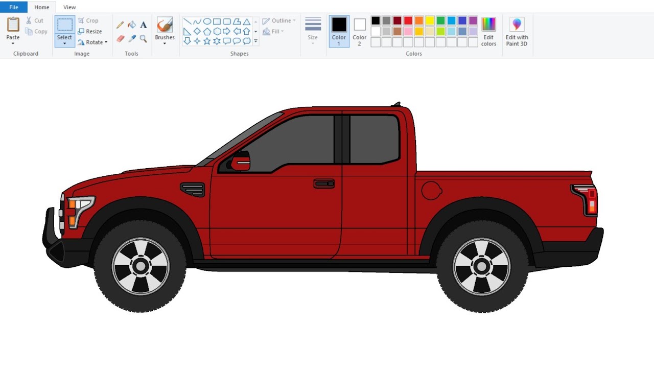 How to draw Pickup Truck in Computer using Ms Paint | Pickup Truck ...