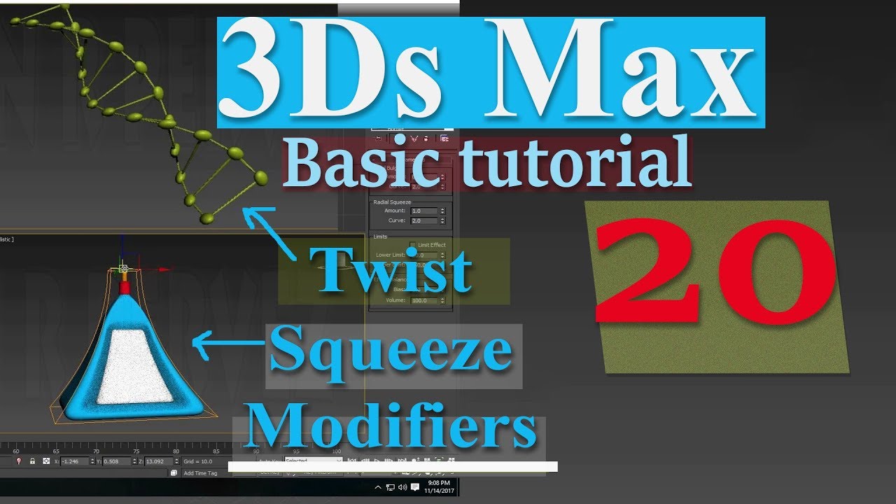 3ds max basic tutorial bangla # 20 | Twist Modifier and Squeeze Modifier - YouTube
