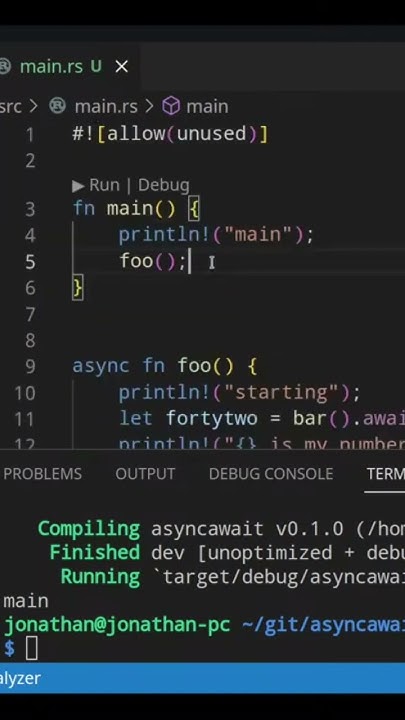asyncの関数動かしてみよう #rust #async - YouTube