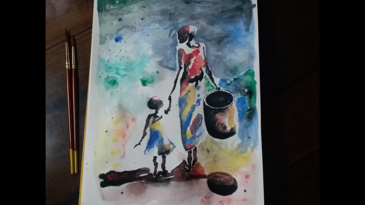 Realistic Mother/Daughter Drawing By WaterColour | Watercolour Painting ...