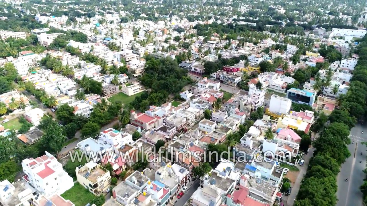 Mysore city stretching away as far as the eye can see: aerial view ...