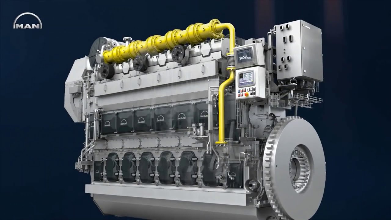 MAN 35/44 DF Diesel ship engine - YouTube