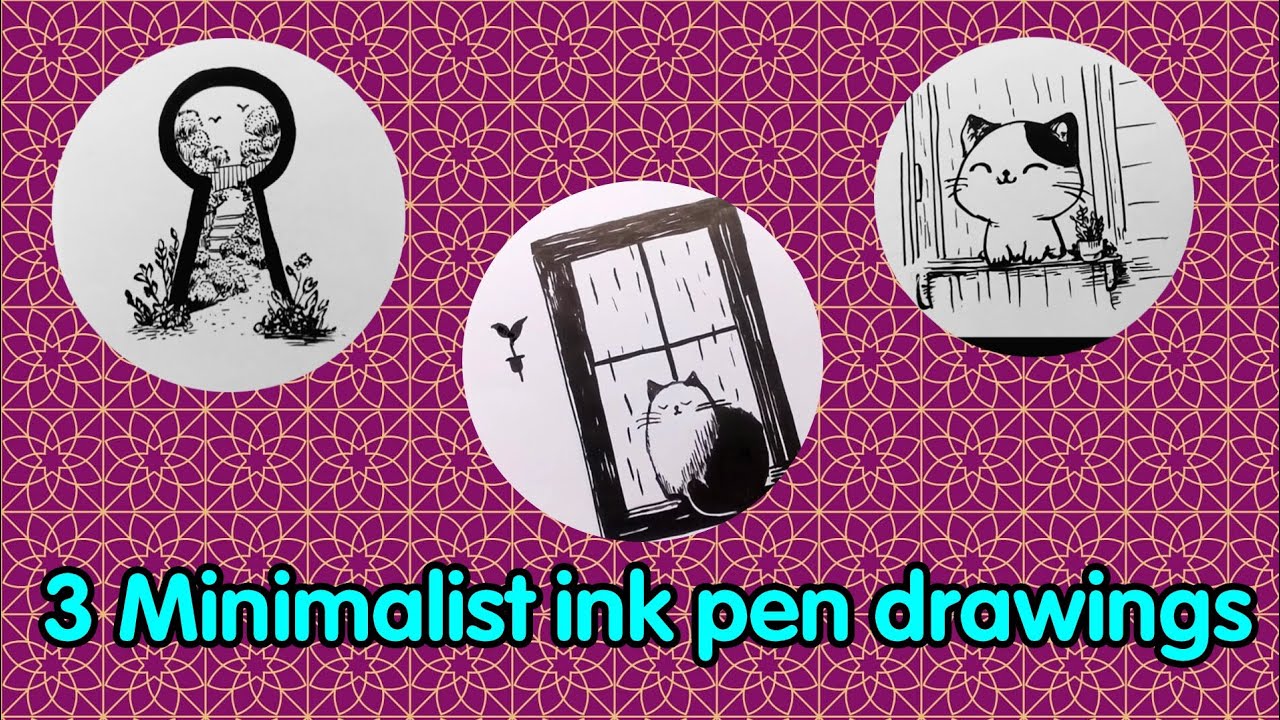 3 ink pen drawing for daily practice #MinimalistArt #InkPenDrawing # ...