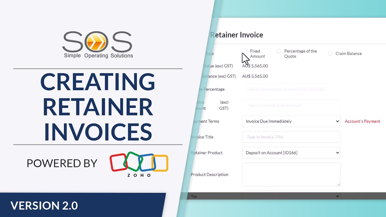 Creating Retainer Invoices in Zoho CRM - YouTube