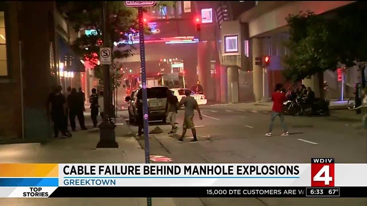 Cable failure behind manhole explosion - YouTube