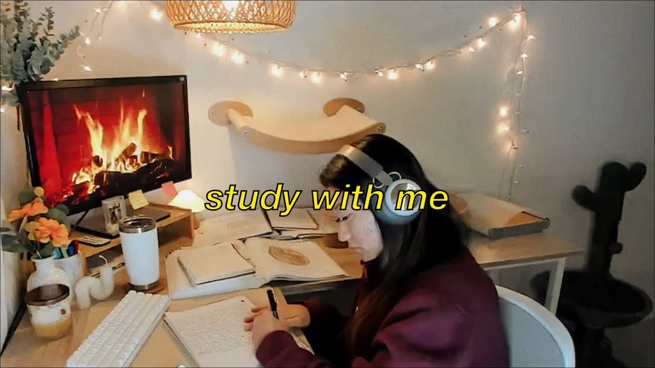 live co-work/study with me 🔥 fireplace background noise - YouTube