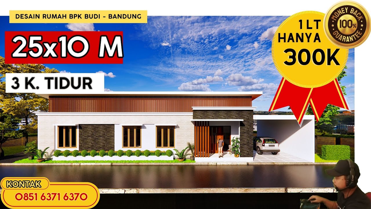 Desain Rumah Minimalis 25x10 M (1 lantai ) Bpk Budi - Jasa Desain Rumah ...