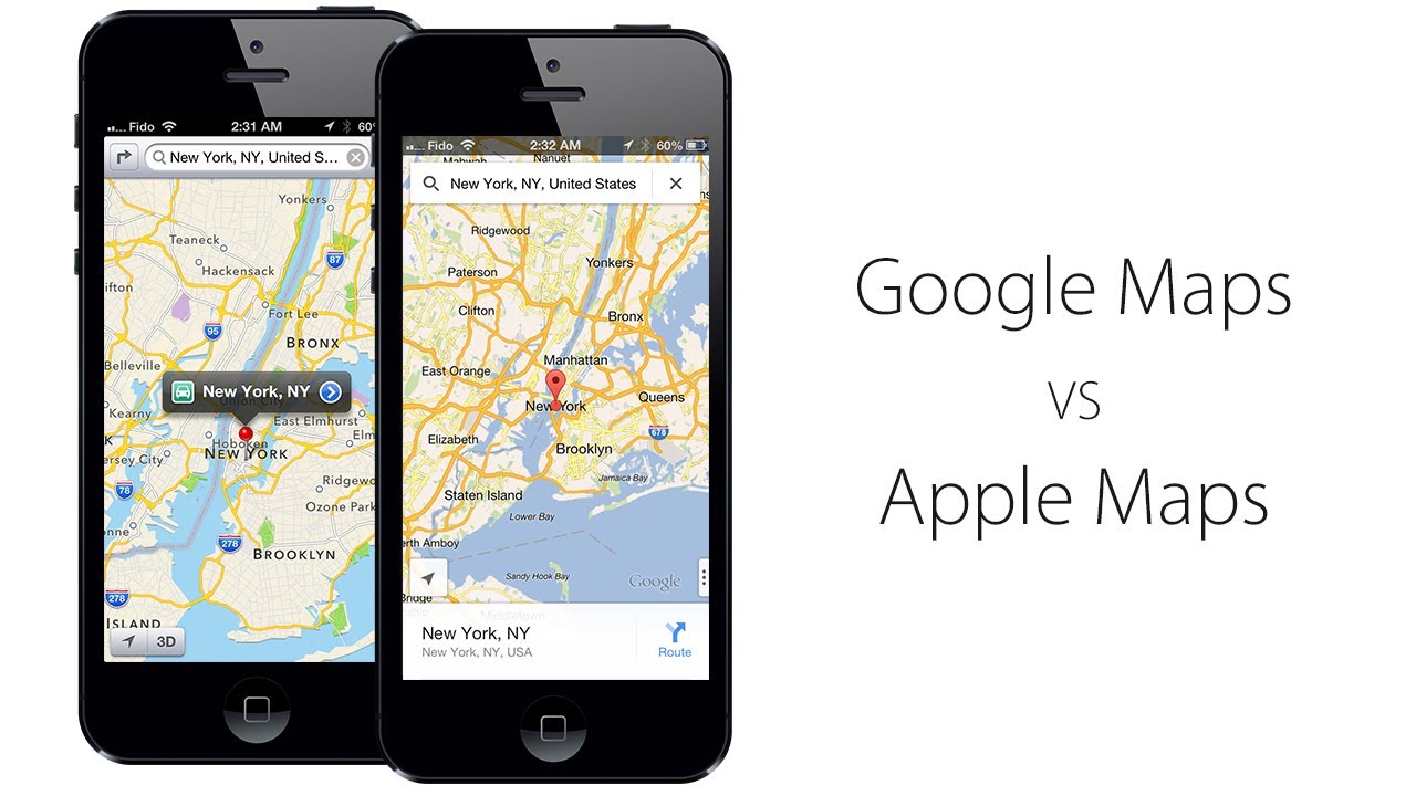 GOOGLE Maps vs APPLE Maps - YouTube