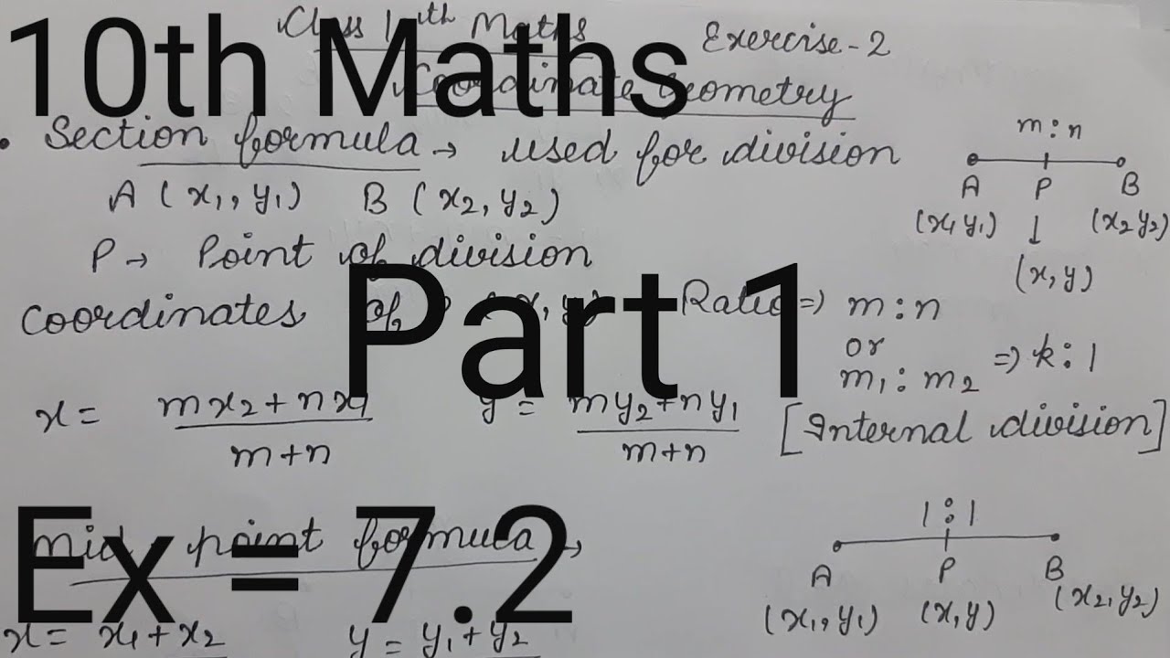 10th Maths |COORDINATE GEOMETRY | EX=7.2 PART 1 |SECTION FORMULA #maths ...