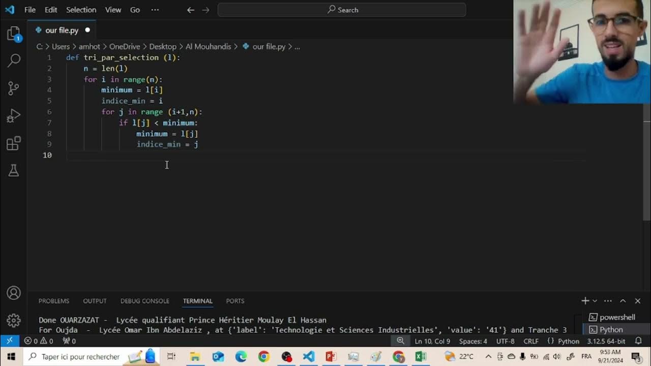 Maitriser La Programmation en Python B'darija Tri par sélection - YouTube