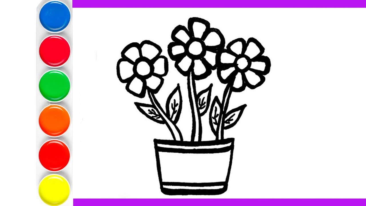 How to Draw Flowers for Kids | Flower Drawing and Colouring step by ...
