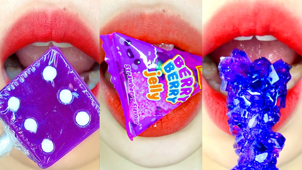 Asmr Purple Food Pop Candy Berry Jelly Haribo Gummy Cherry Meringue