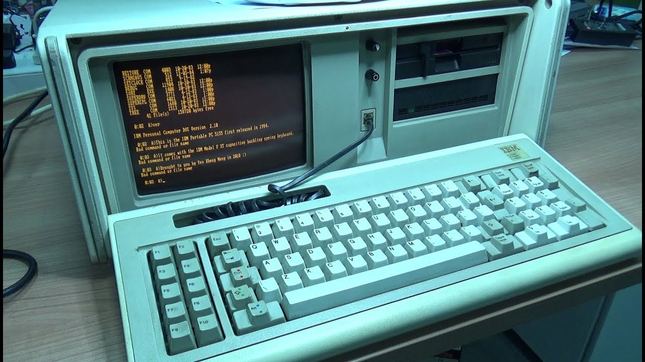 IBM Portable PC 5155 bootup + Model F keyboard - YouTube