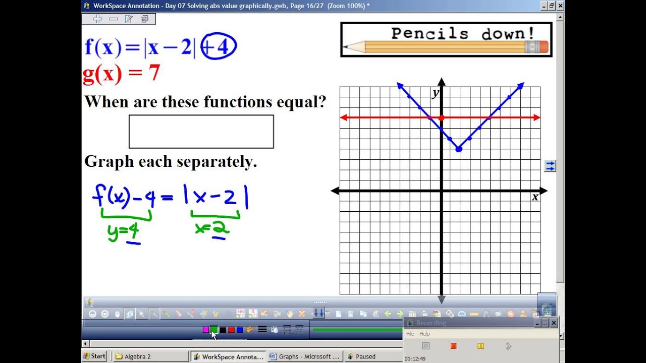Solving Absolute Value Graphically - YouTube