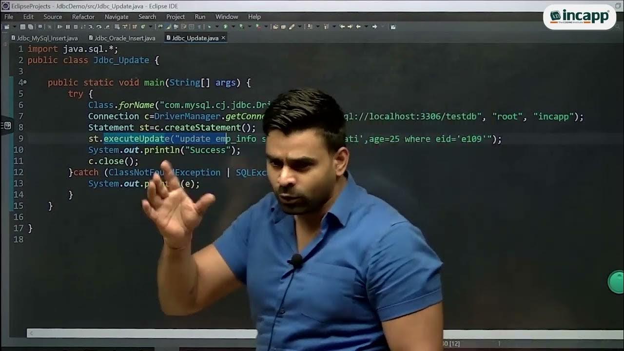JDBC Update, Delete & Read Operations | Java | Rahul Chauhan | Incapp - YouTube