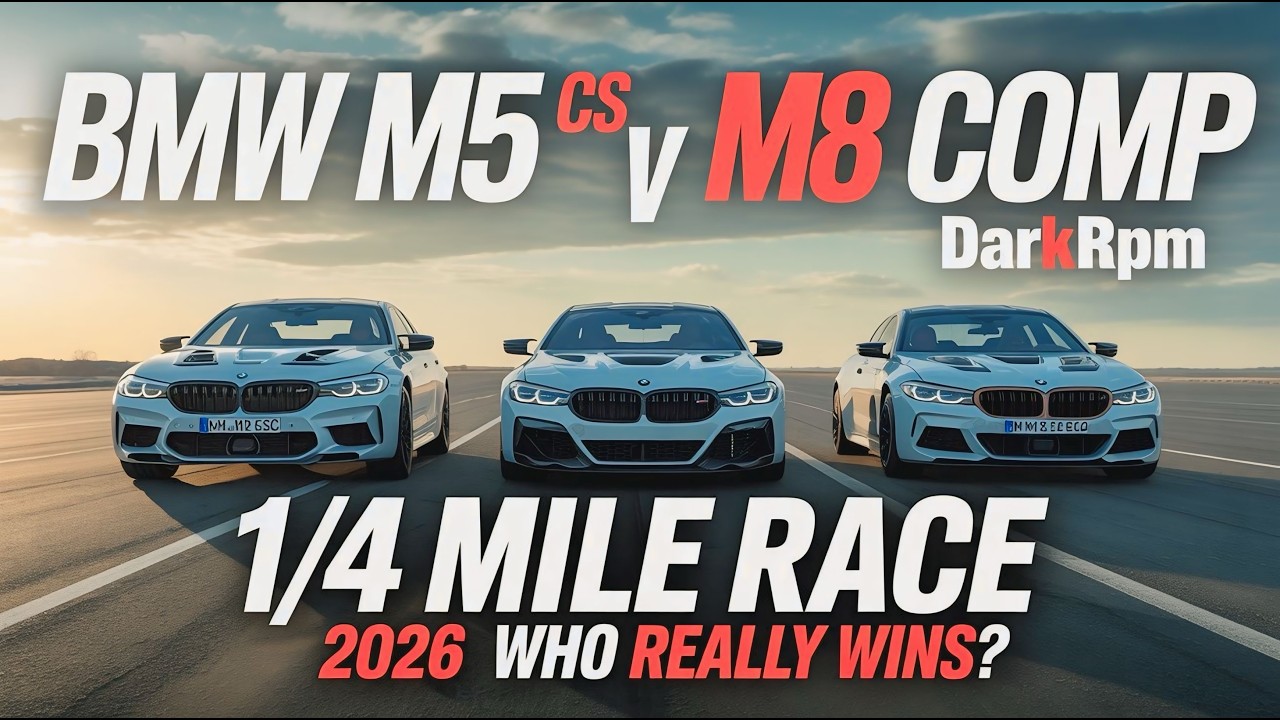 BMW M5 CS v M8 Comp v M5 Comp 1/4 MILE RACE – 2026 - YouTube