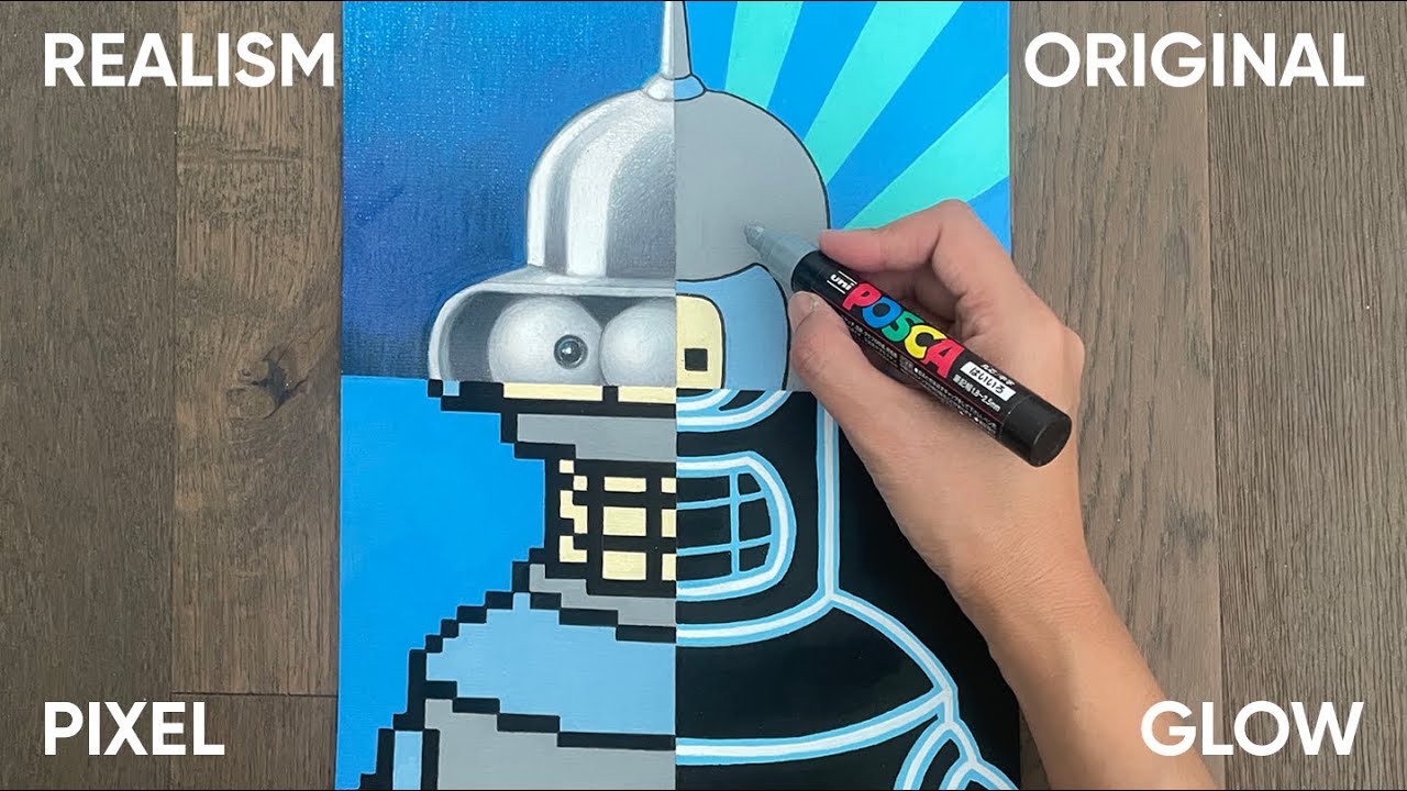 Drawing Bender from Futurama But in 4 Different Styles - YouTube