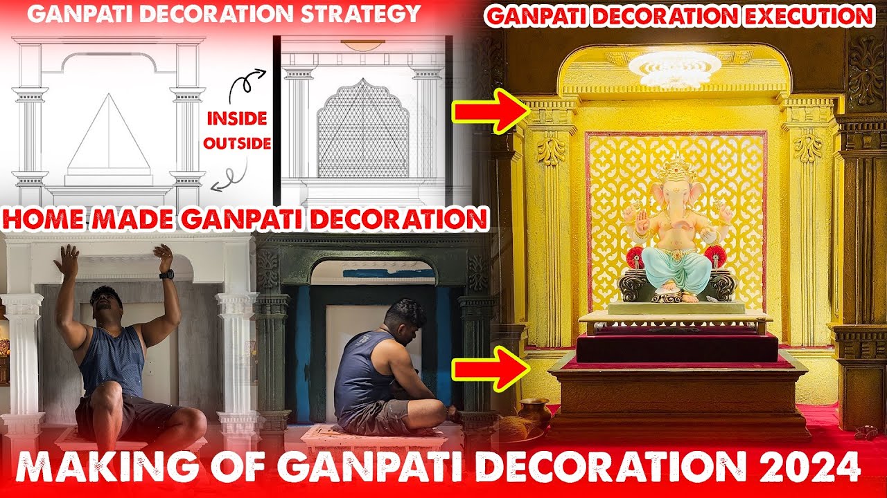 MAKING OF GANPATI DECORATION 2024 🤩 / RAJ MAHAL 3.0 DECORATION / YASH ...