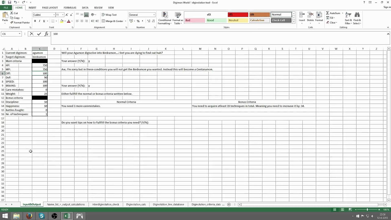Outdated! Excel digivolution tool Digimon World 1 - YouTube