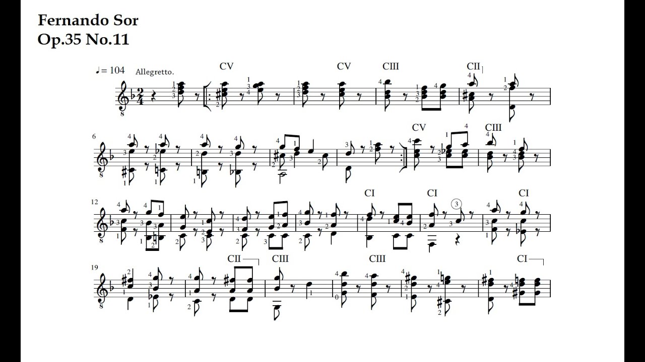 F. Sor. Estudio Op 35 N11 - YouTube