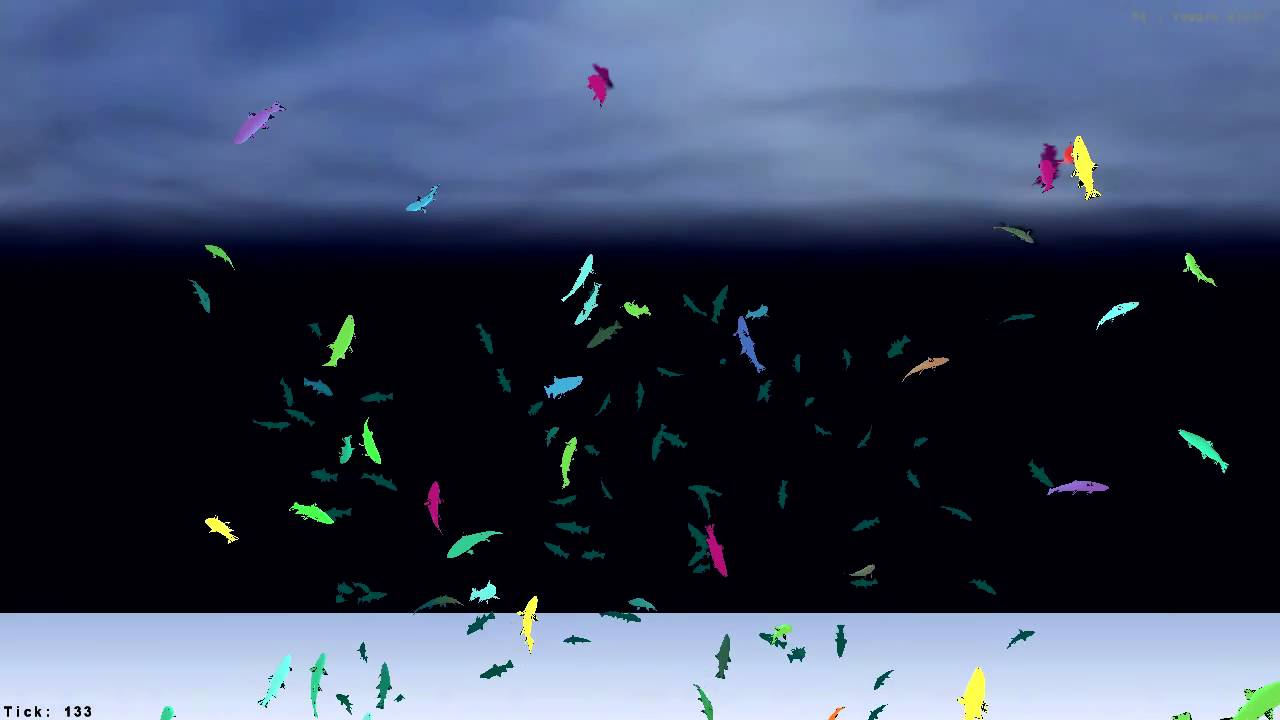 Schooling of fish using NetLogo 3D and jMonkeyEngine - YouTube