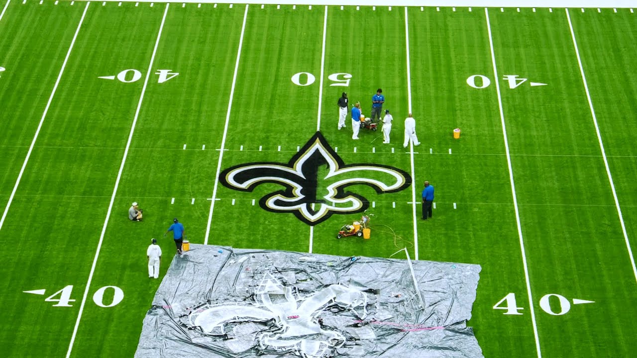 Caesars Superdome field painted before home opener | New Orleans Saints ...