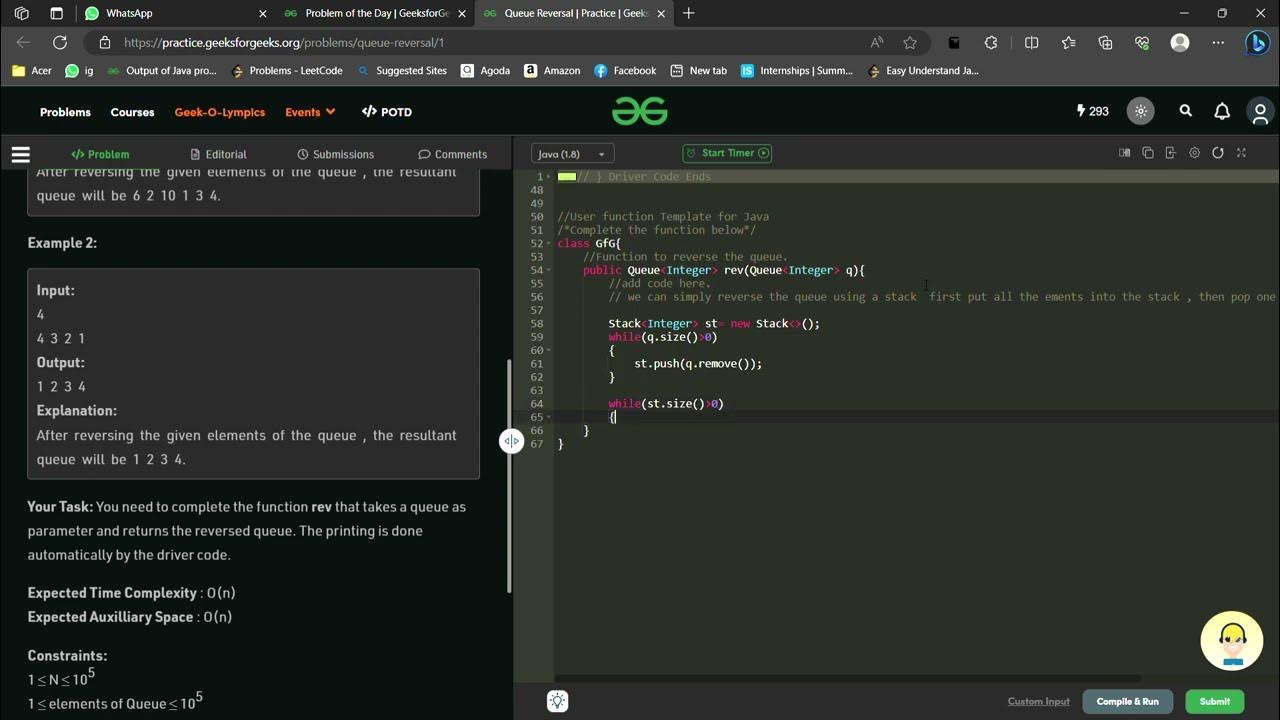 Queue Reversal Gfg Potd 16 July 2023 Java Coding Code Programming Cpp Youtube