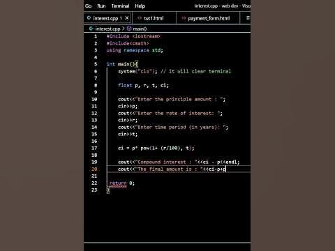 Calculating Compound Interest C++ Tutorial - YouTube
