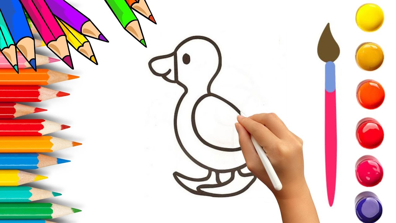 How To Draw cute Baby Duck Drawing easy, Painting & Coloring For Kids ...