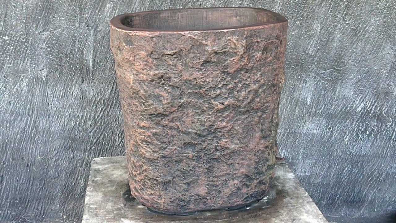 Ide simple buat pot relief batu #diy stone pot cement making process ...