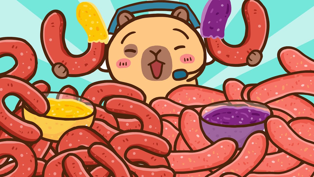 Grilled sausages, dip in cheese sauce or blueberry sauce? / Mukbang ...