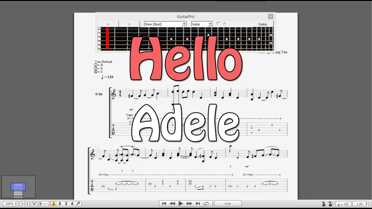 [Tab solo] HELLO - Adele [EASY Guitar Tab] - YouTube