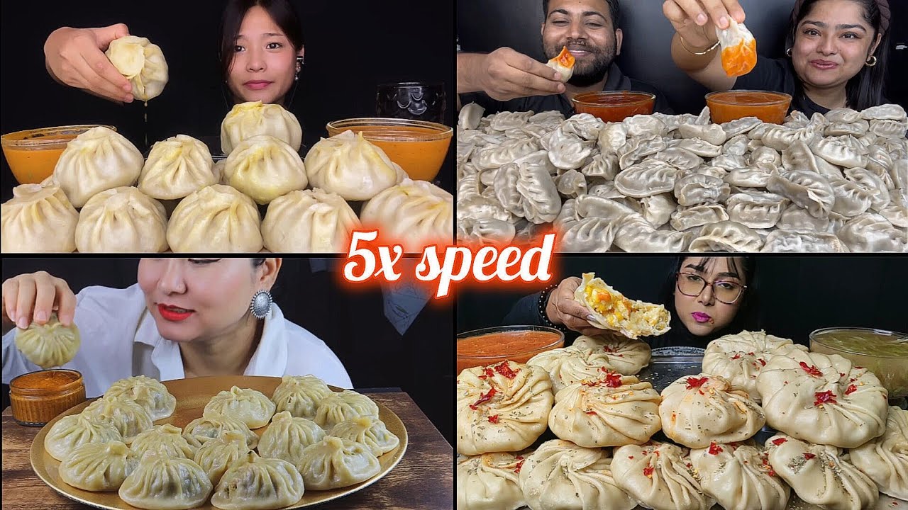 ASMR: Eating biggest momo eating challenge 😍😋 lots of chicken momo ...