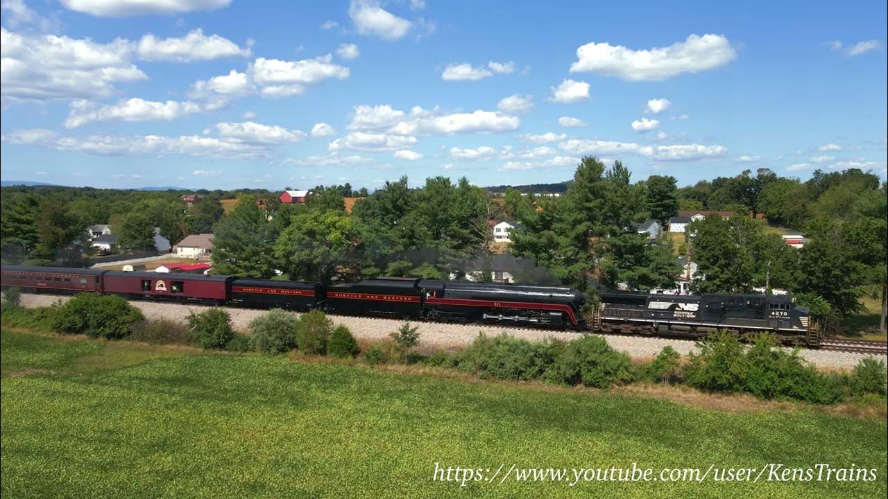 Norfolk Southern Train 957, N&W 611 ferry move, at Stuarts Draft - YouTube