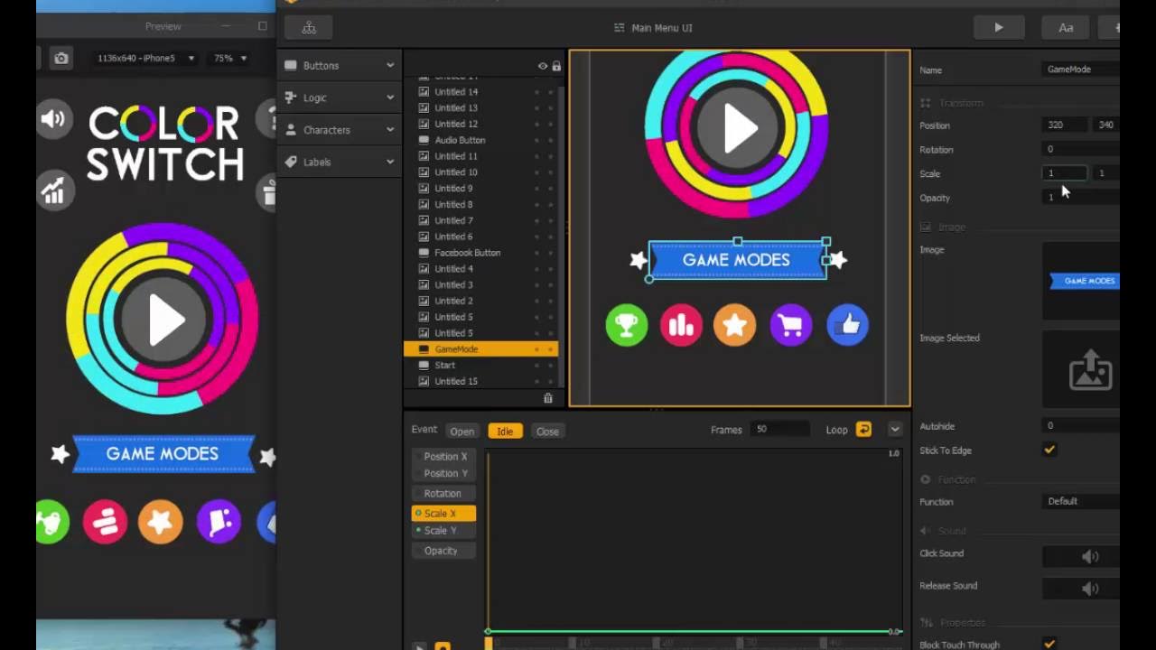 Animate the interface-creating color switch with buildbox part 3 - YouTube