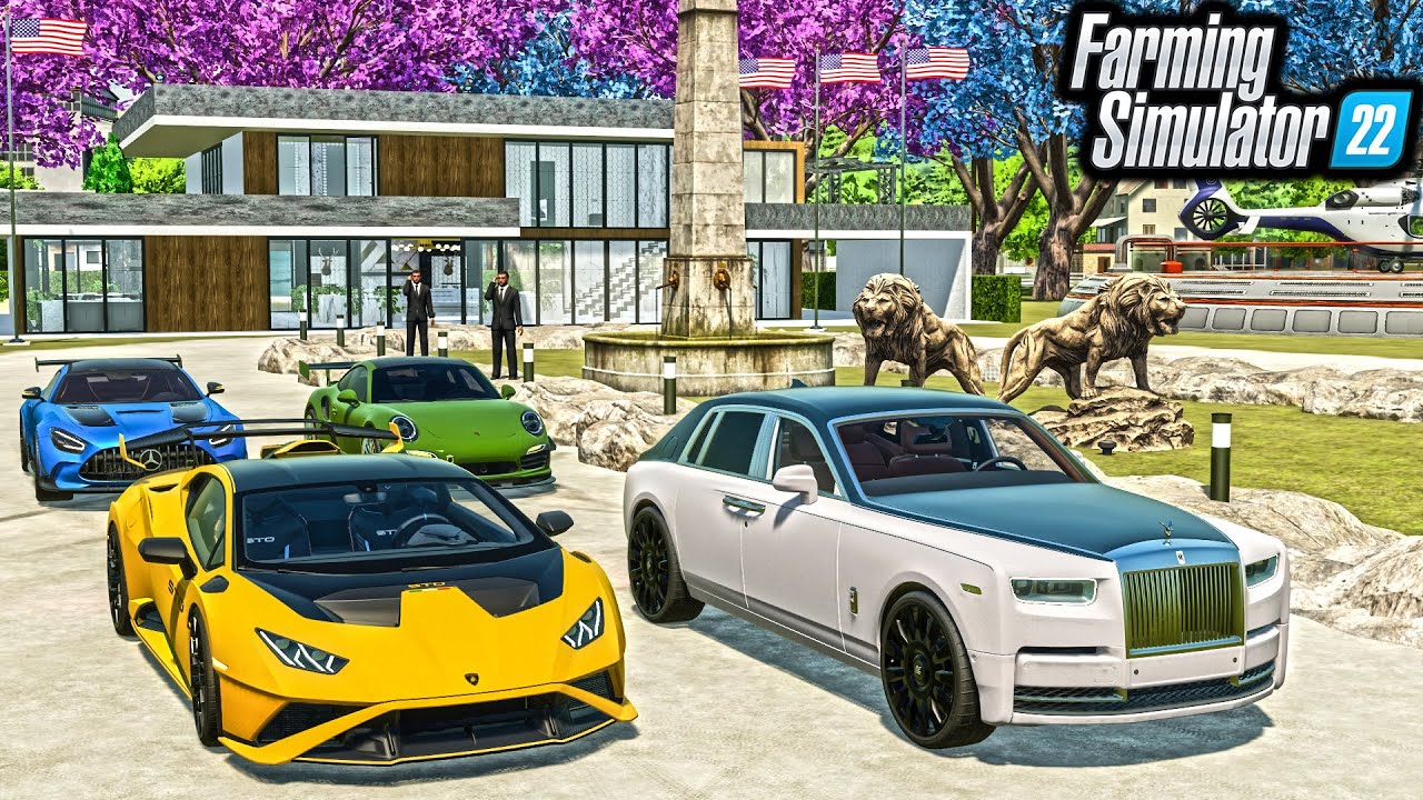 VISITING A $25,000,000 MEGA MANSION! (LUXURY CARS) | Farming Simulator ...