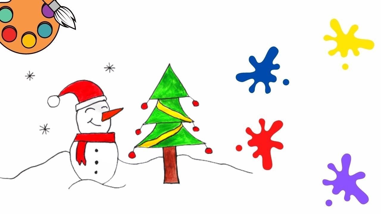 How to Draw and Paint a Christmas Snowman | Drawing a Snowman and a ...