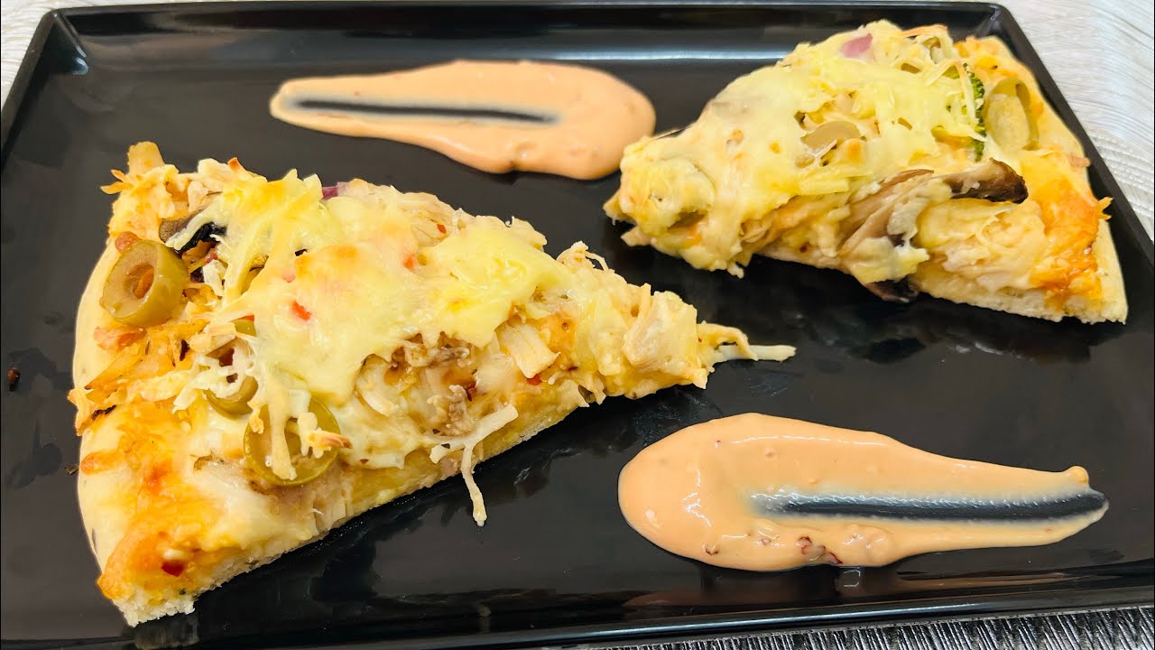 How To Make Chicken cheese pizza | With Homemade Pizza Dough | Easy ...