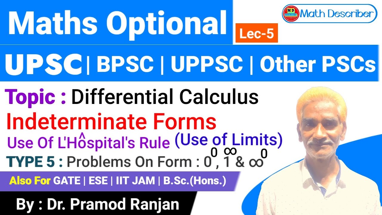 Indeterminate Forms | Limits | L'Hospital's Rule | 0^0, 1^∞ and ∞^0 | Differential Calculus ...